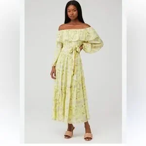 Astr | Dresses | Astr The Label Kaylani Dress In Yellow Greyfloral New ...